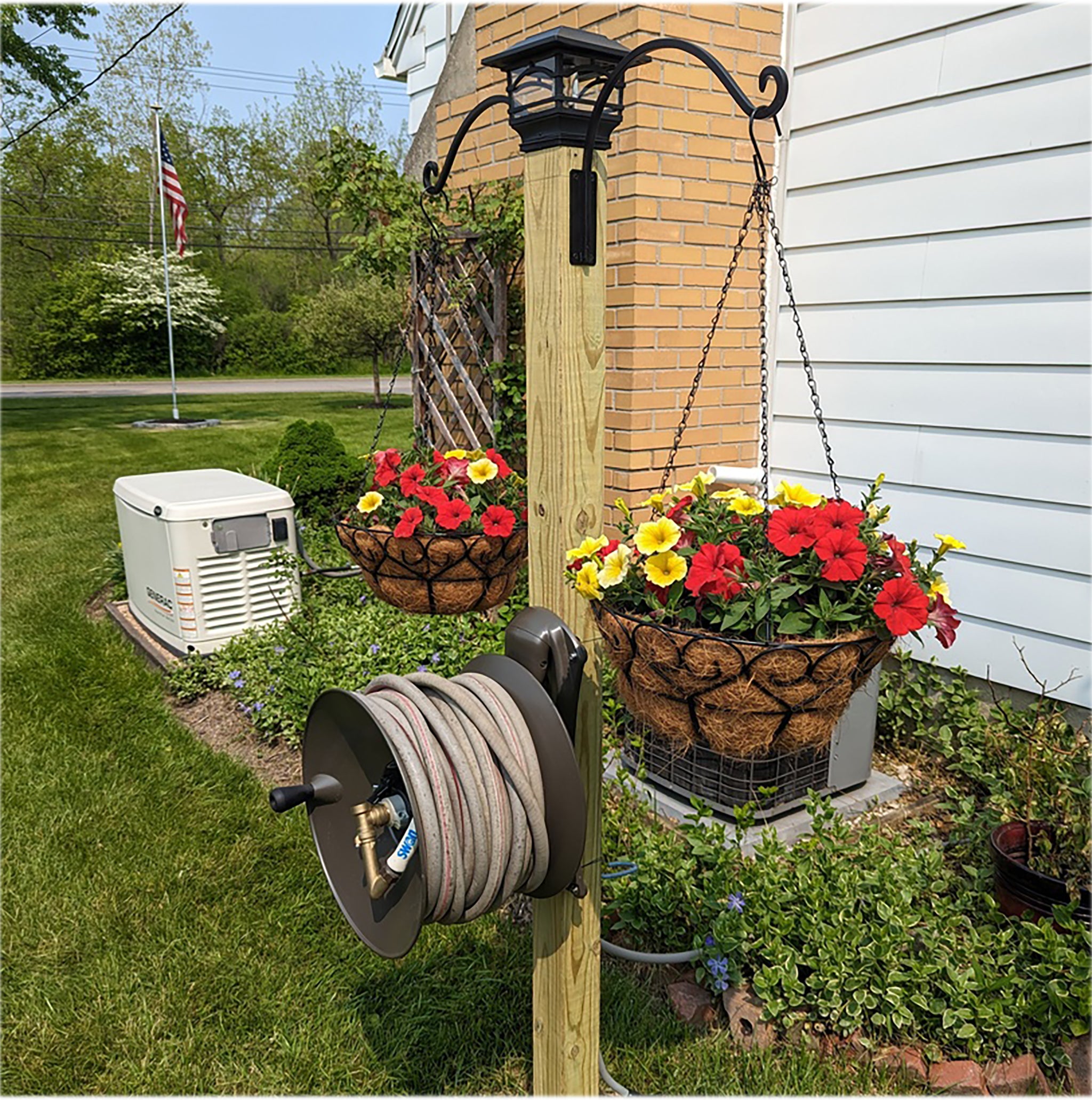 Wood Post Mount Garden Hose Reel Eley Hose Reels