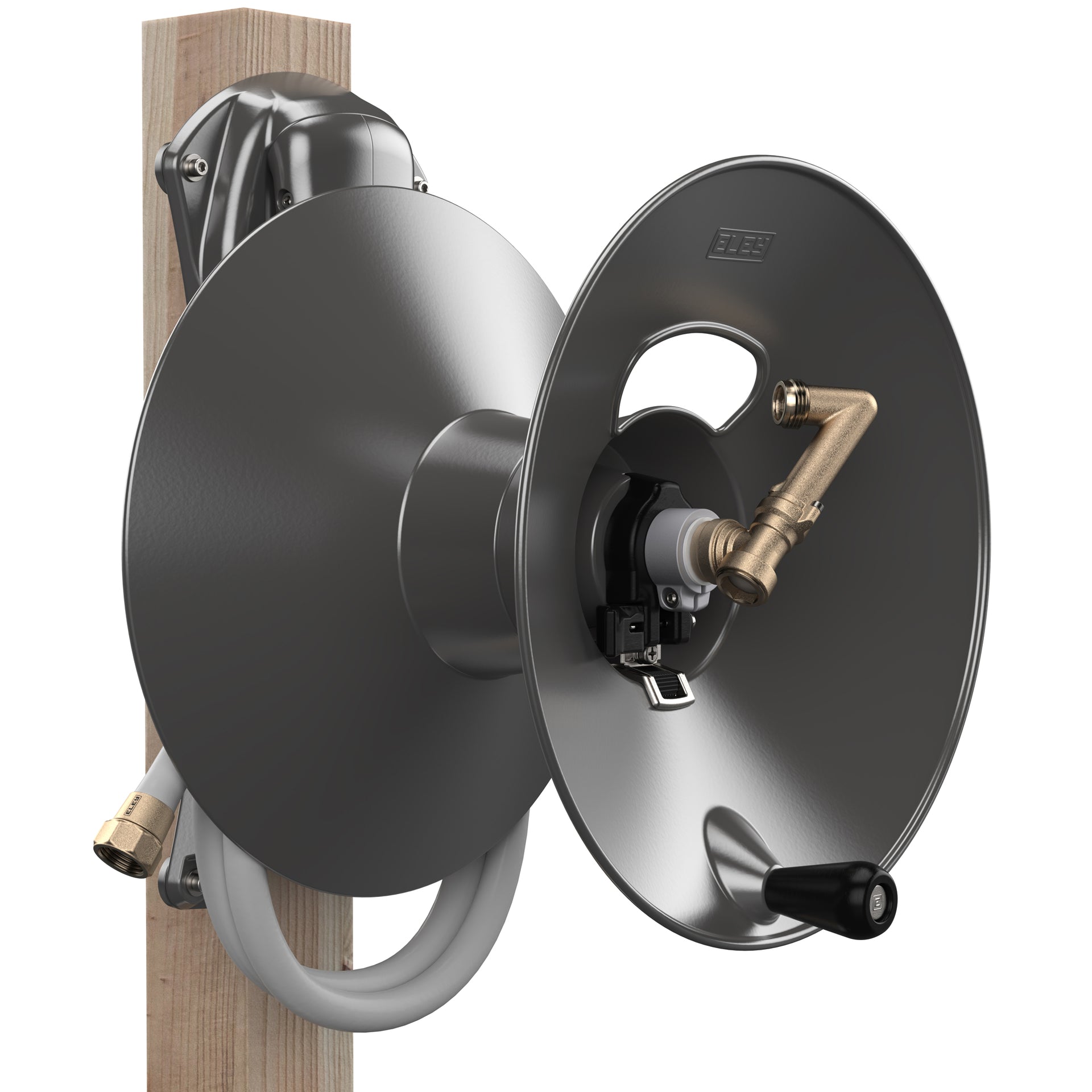 Wood Post Mount Garden Hose Reel – Eley Hose Reels